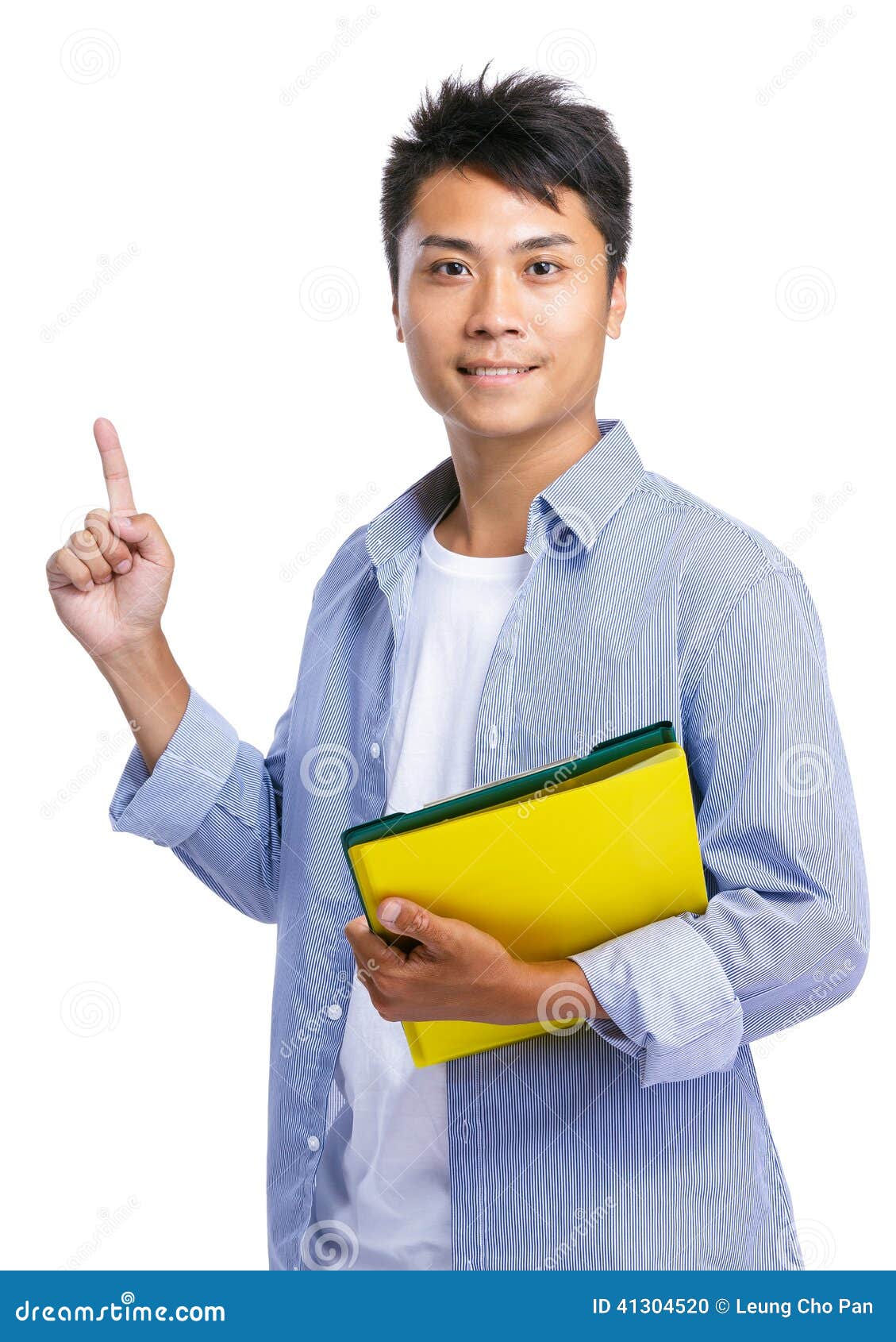 Man with Folder and Finger Up Stock Photo - Image of folder, finger ...