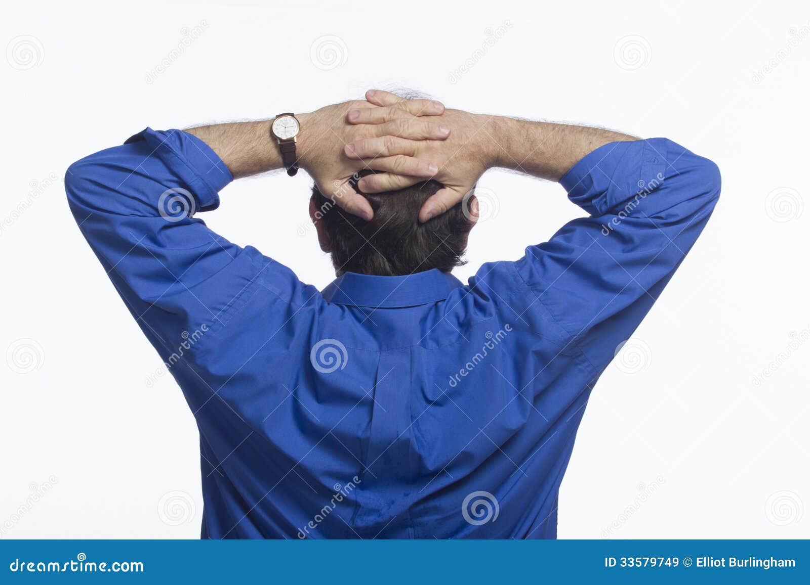 Man Foldind Hands Over Head, Horizontal Stock Image - Image of male ...