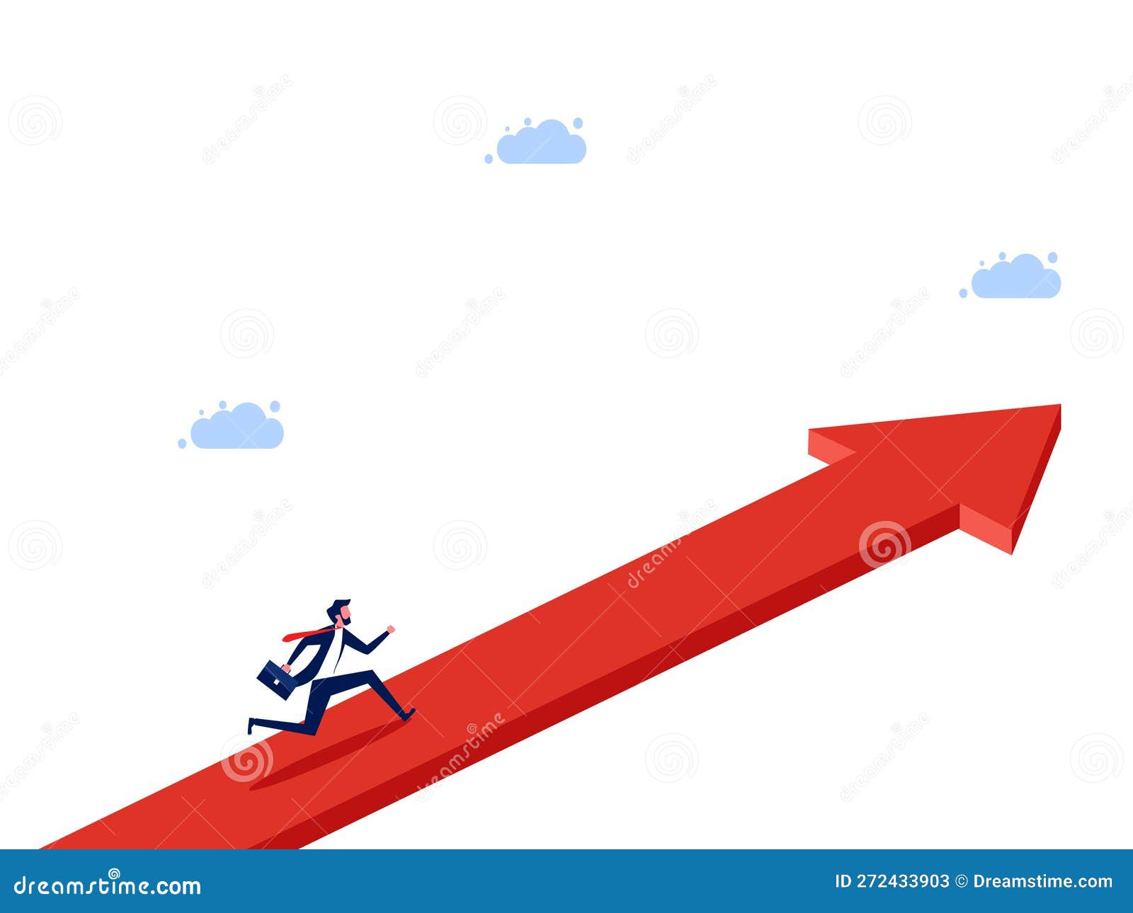 Man Follows A Growth Ladder Arrow. Career Progression And Growth Stages ...