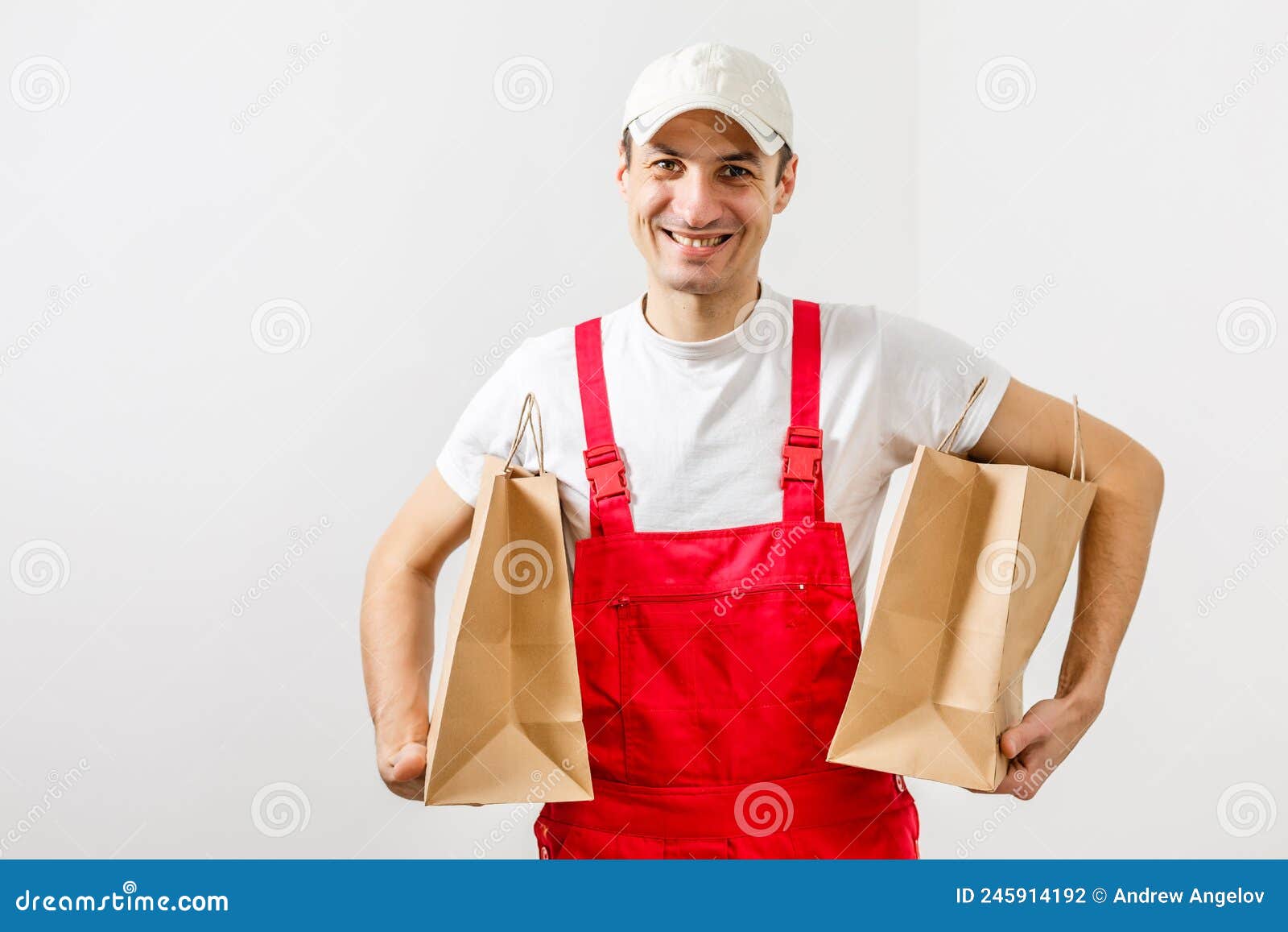 Man with Food Delivery Packages Stock Photo - Image of mover ...