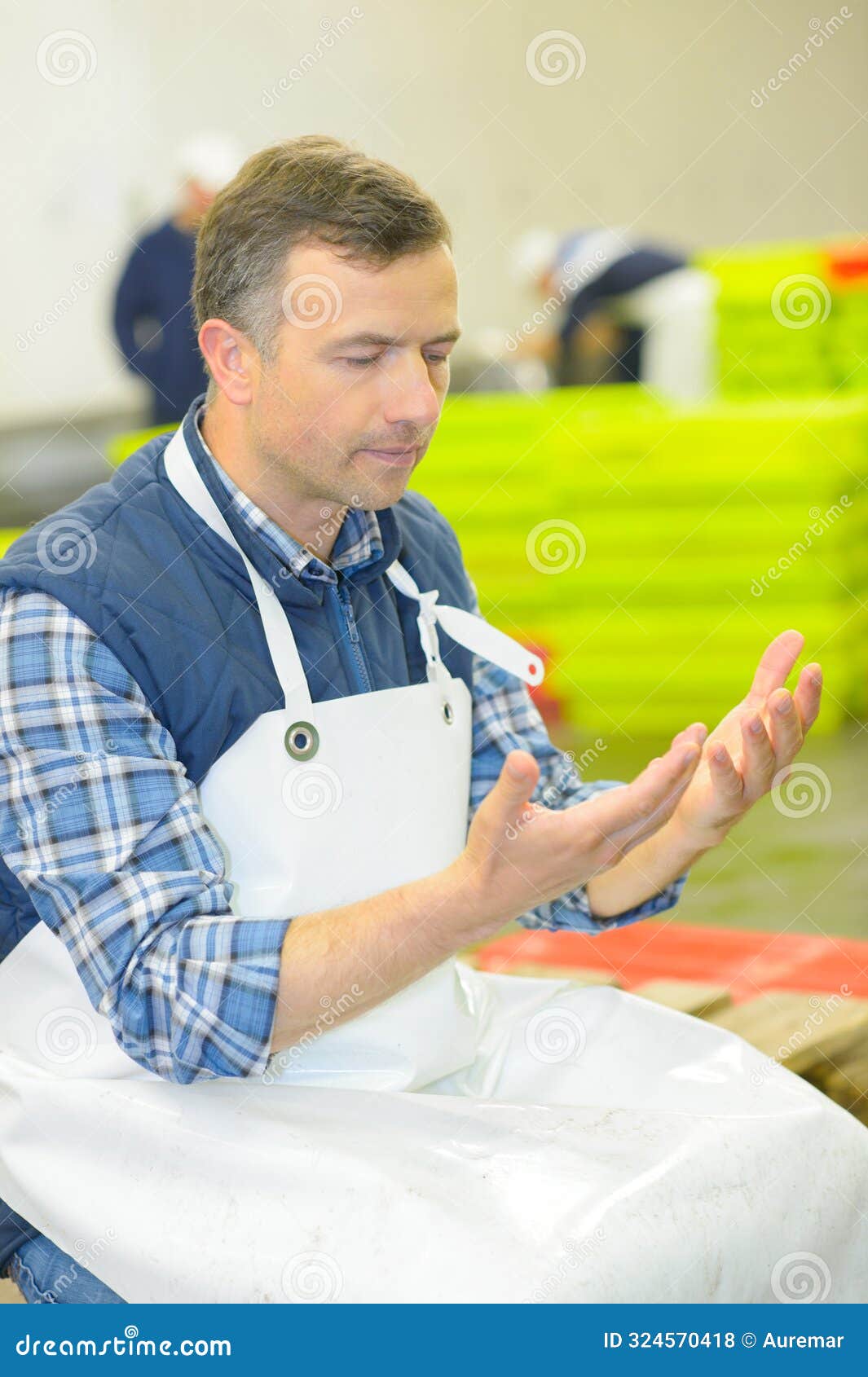 Man food processing worker stock photo. Image of refrigeration - 324570418