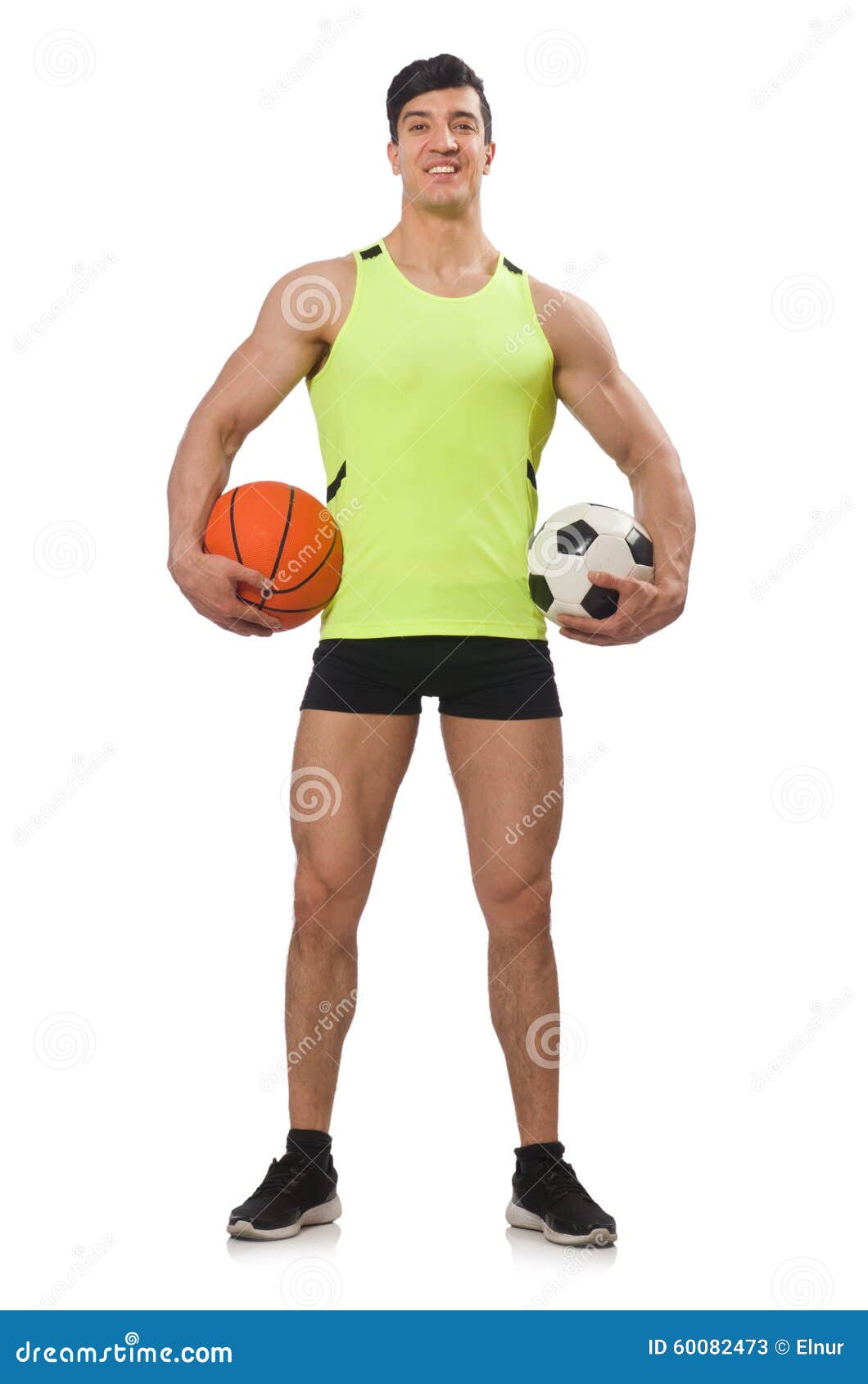 Man with Football and Basketball Stock Image - Image of healthy ...