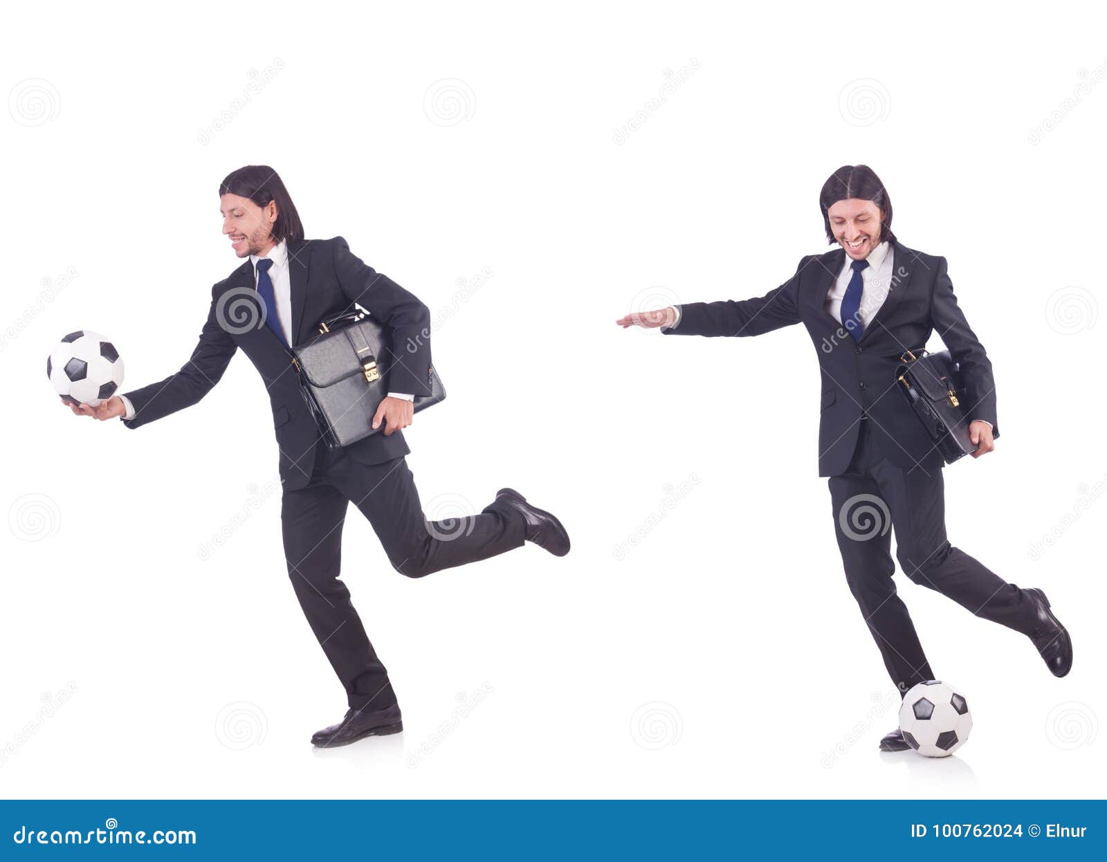 The Man with Football Isolated on White Stock Photo - Image of player ...