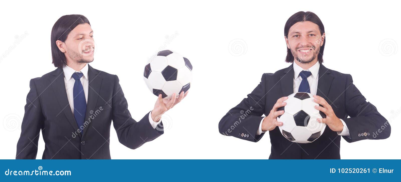 The Man with Football Isolated on White Stock Image - Image of play ...