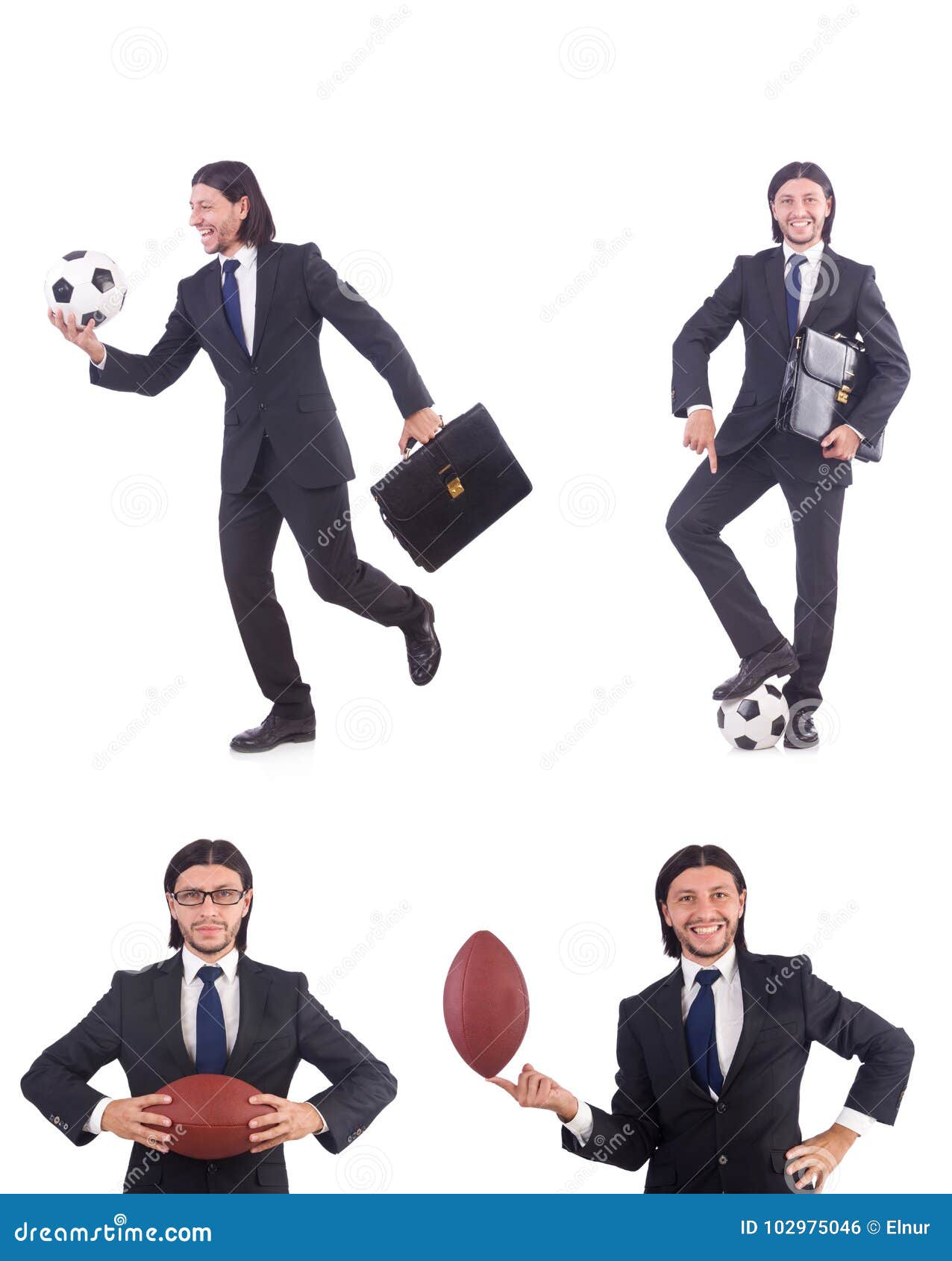 The Man with Football Isolated on White Stock Photo - Image of manager ...