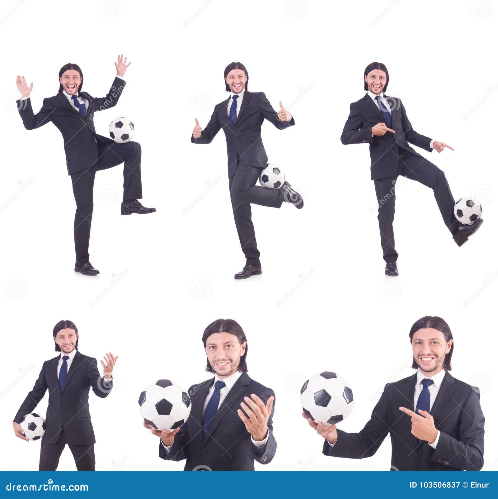 The Man with Football Isolated on White Stock Image - Image of happy ...