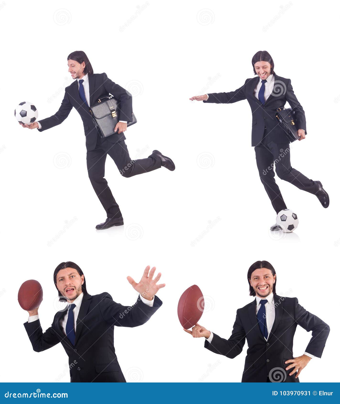 The Man with Football Isolated on White Stock Image - Image of ...