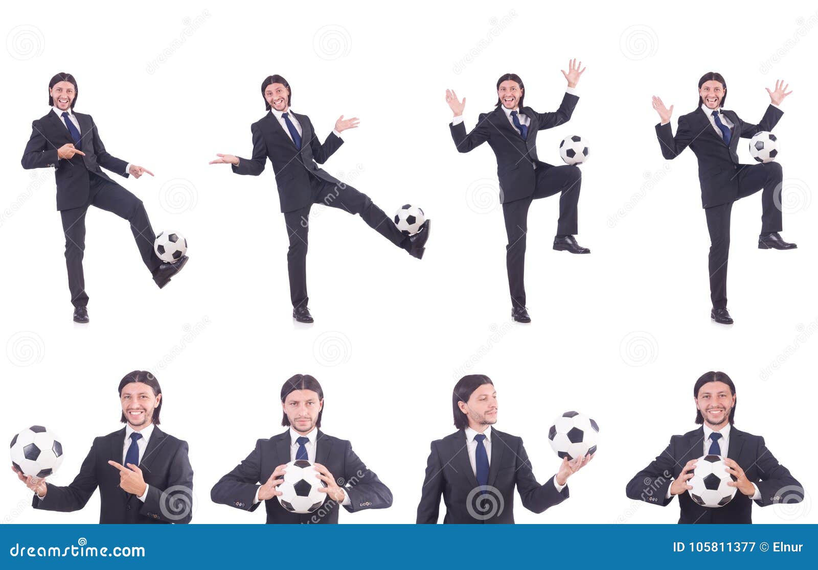 The Man with Football Isolated on White Stock Image - Image of play ...