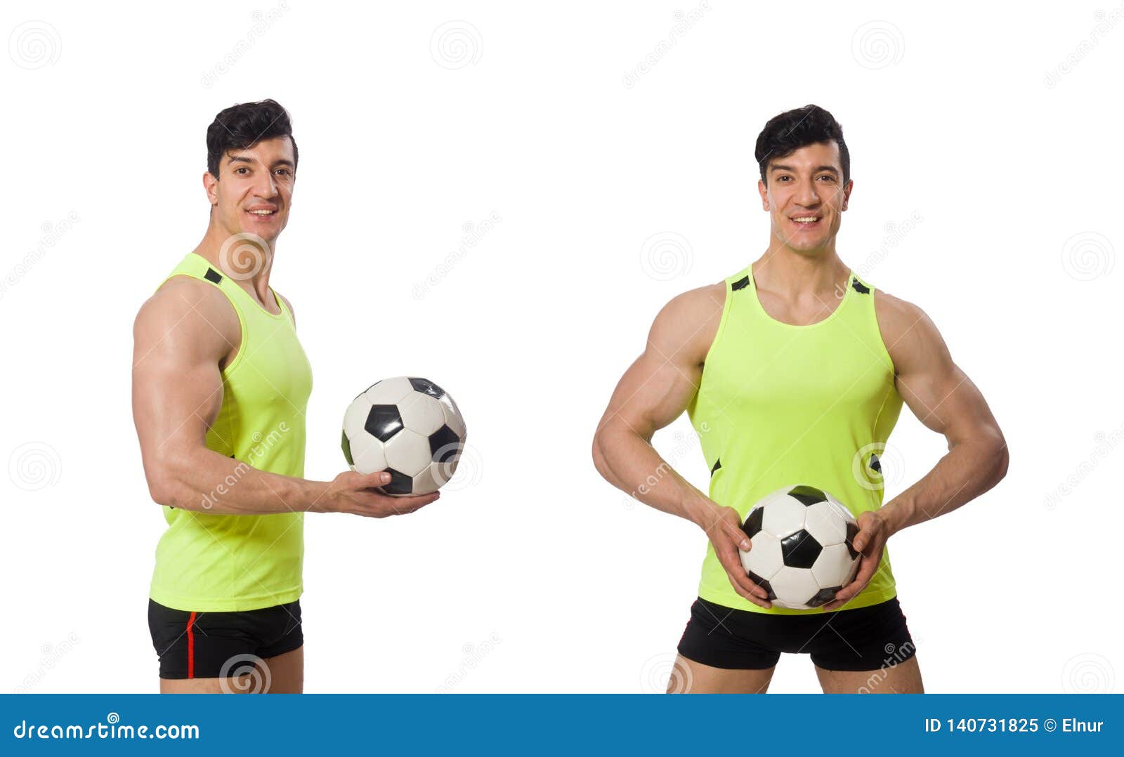The Man with Football Isolated on White Stock Image - Image of active ...