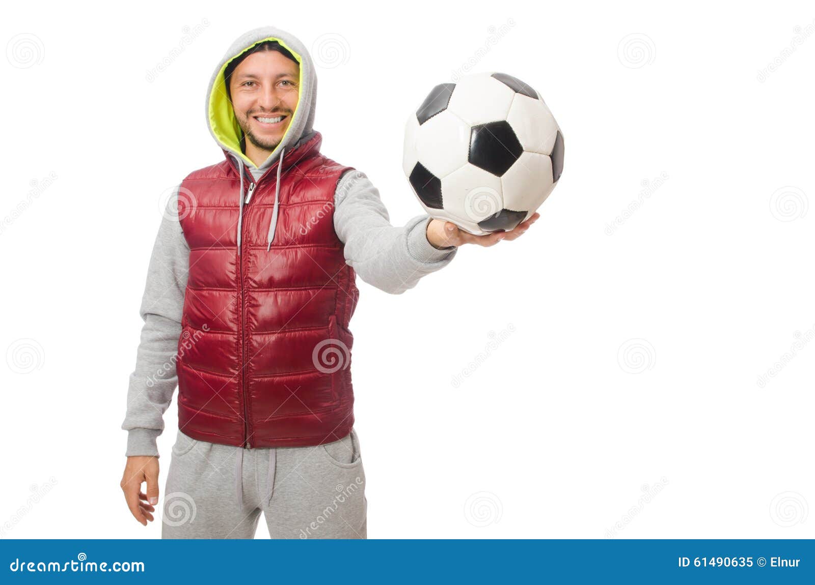 The Man with Football Isolated on White Stock Image - Image of athletic ...