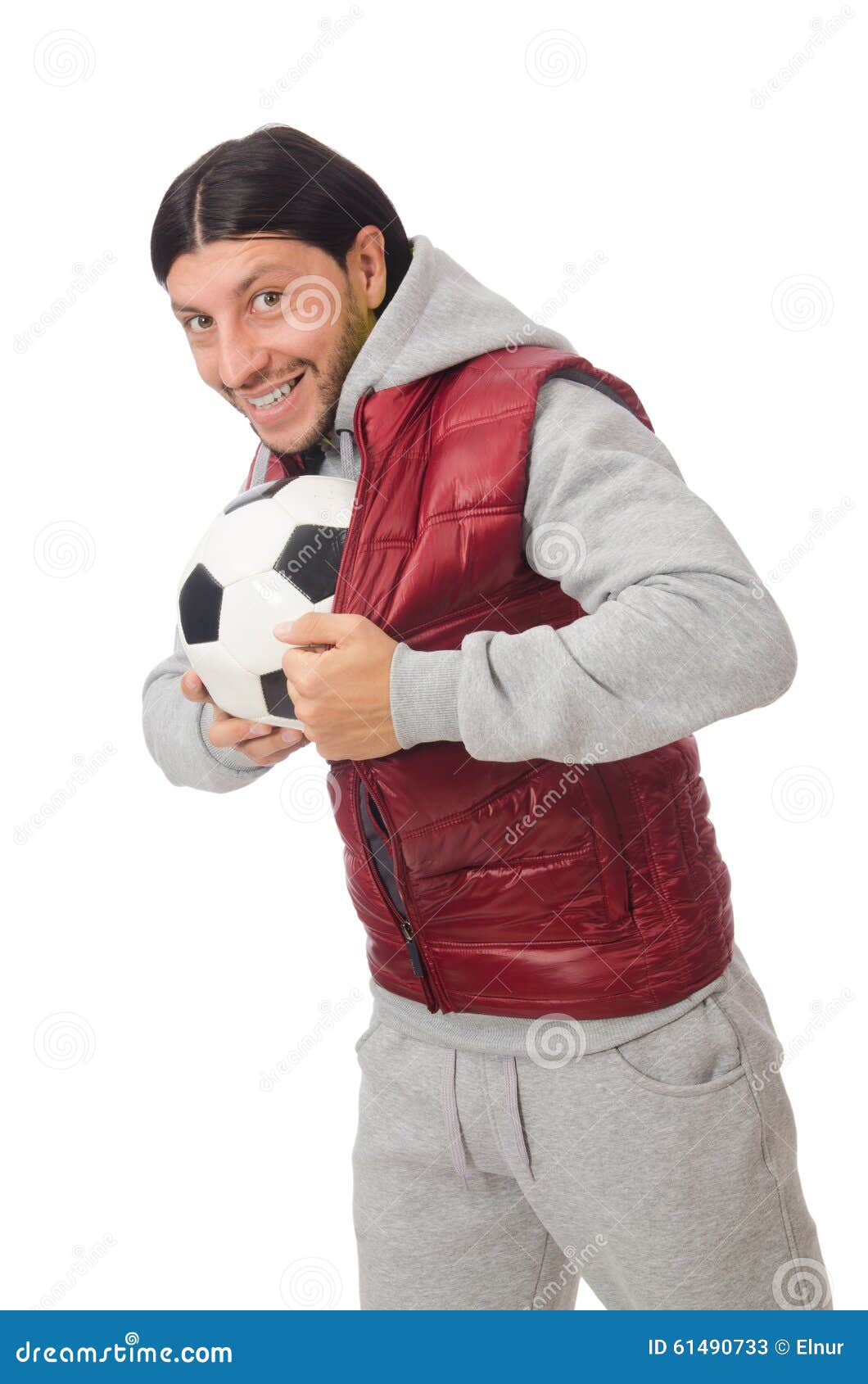 The Man with Football Isolated on White Stock Image - Image of slim ...