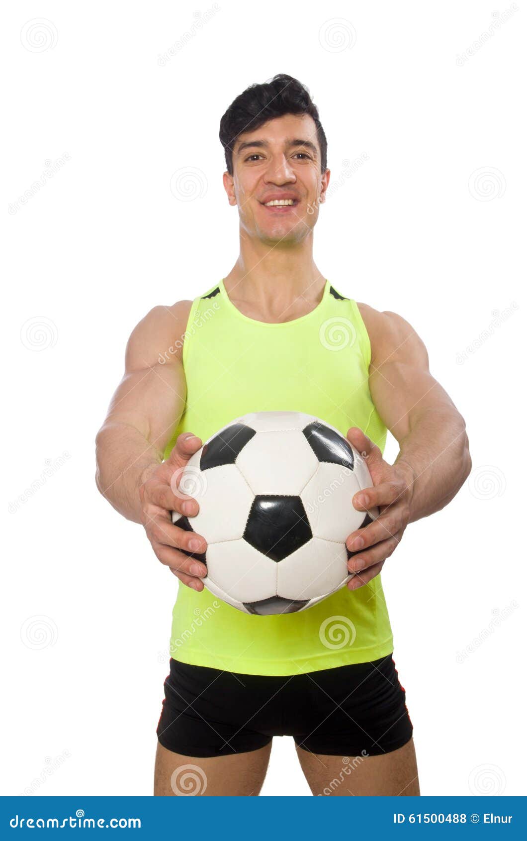 The Man with Football Isolated on White Stock Photo - Image of ...