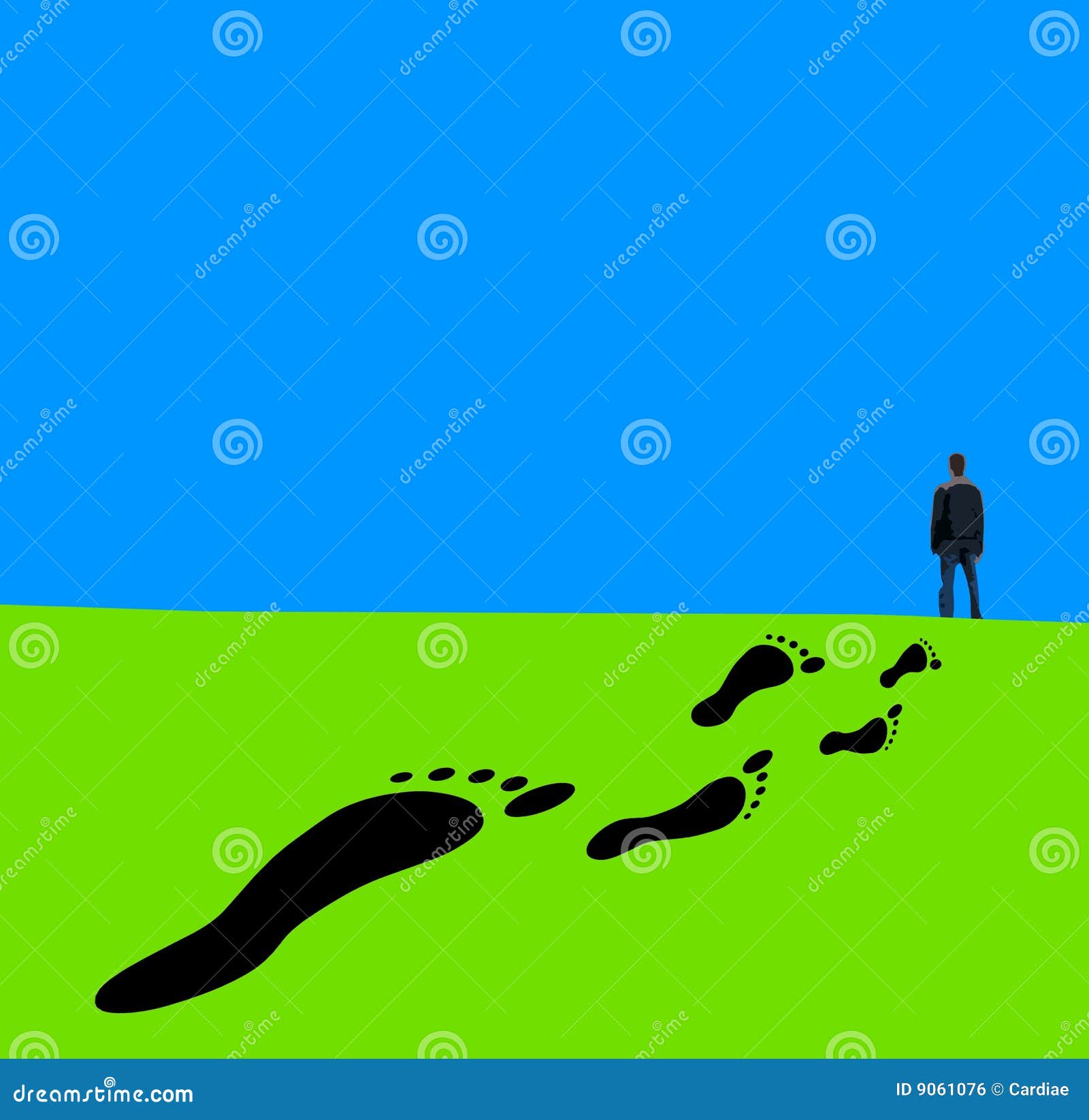 Man and footprints stock illustration. Illustration of space - 9061076