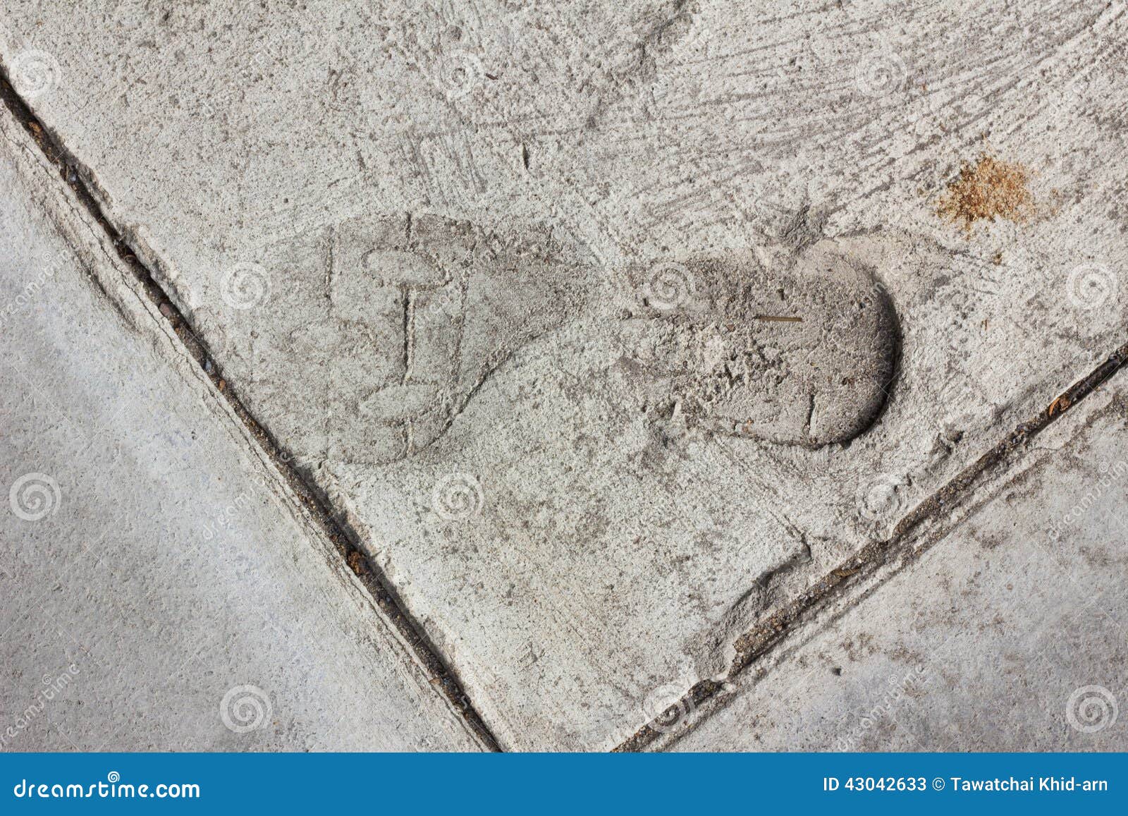 Man Footprints on Concrete Track Stock Image - Image of junction, boot ...