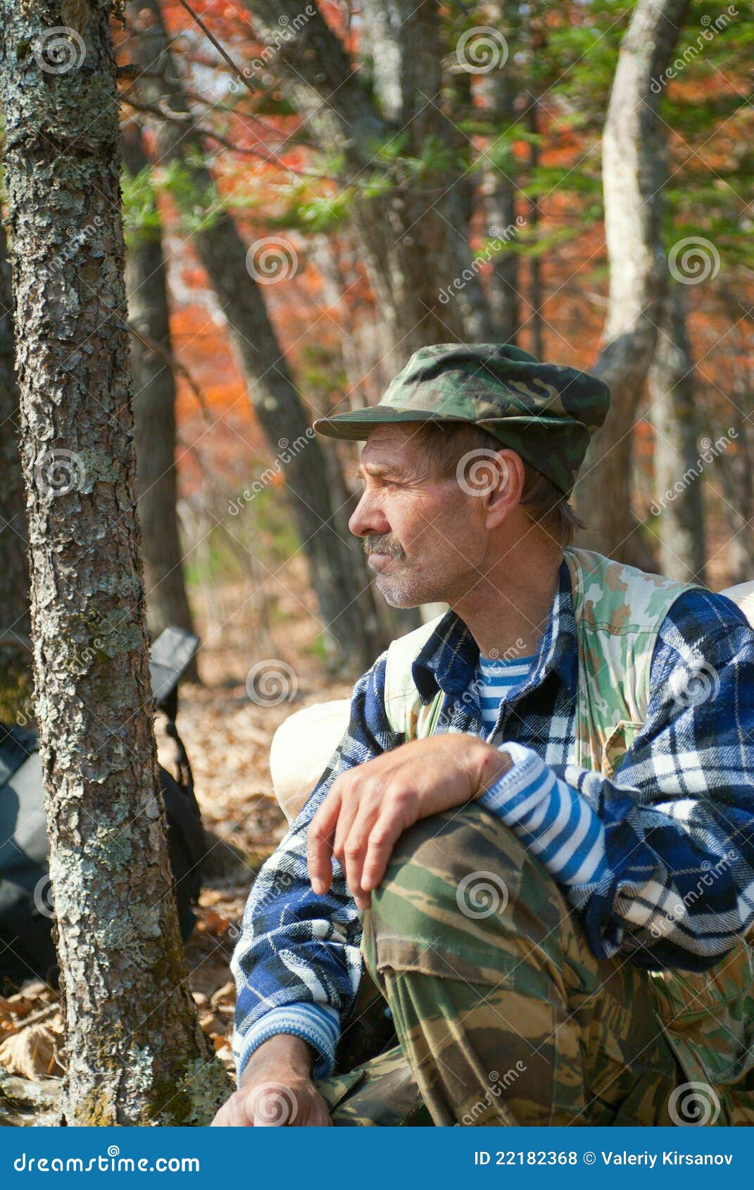 Man in forest 10 stock photo. Image of sitting, autumn - 22182368