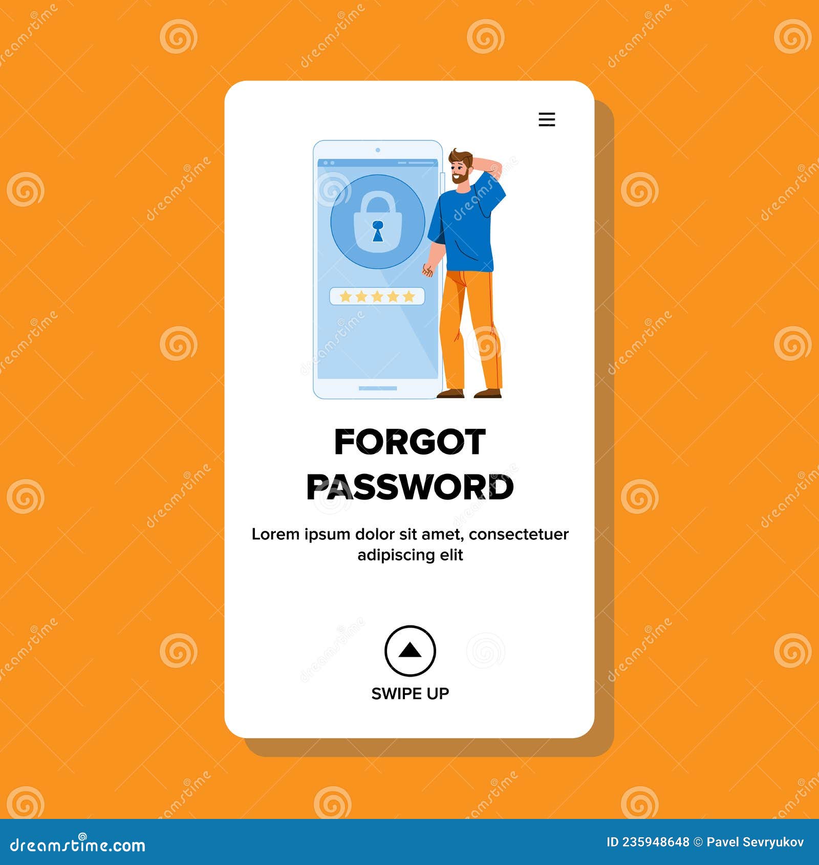 Man Forgot Password for Unlock Smartphone Vector Stock Vector ... Man Forgot Password for Unlock Smartphone Vector Stock Vector ...