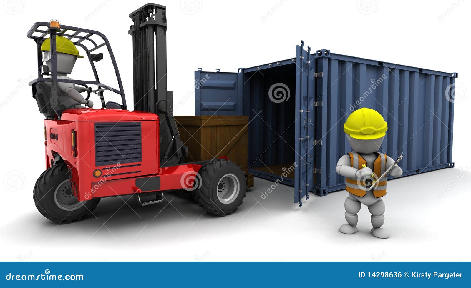 Man In Forklift Truck Loading A Container Stock Photo | CartoonDealer ...