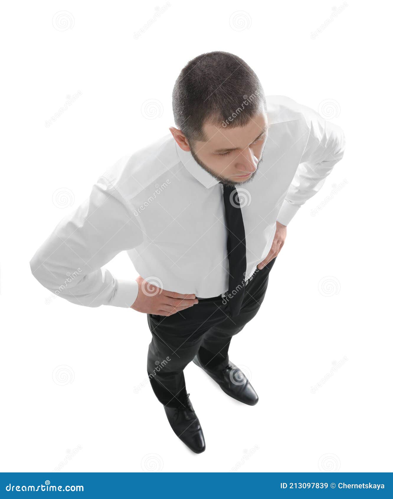Man in Formal Clothes on White Background, Above View Stock Image ...