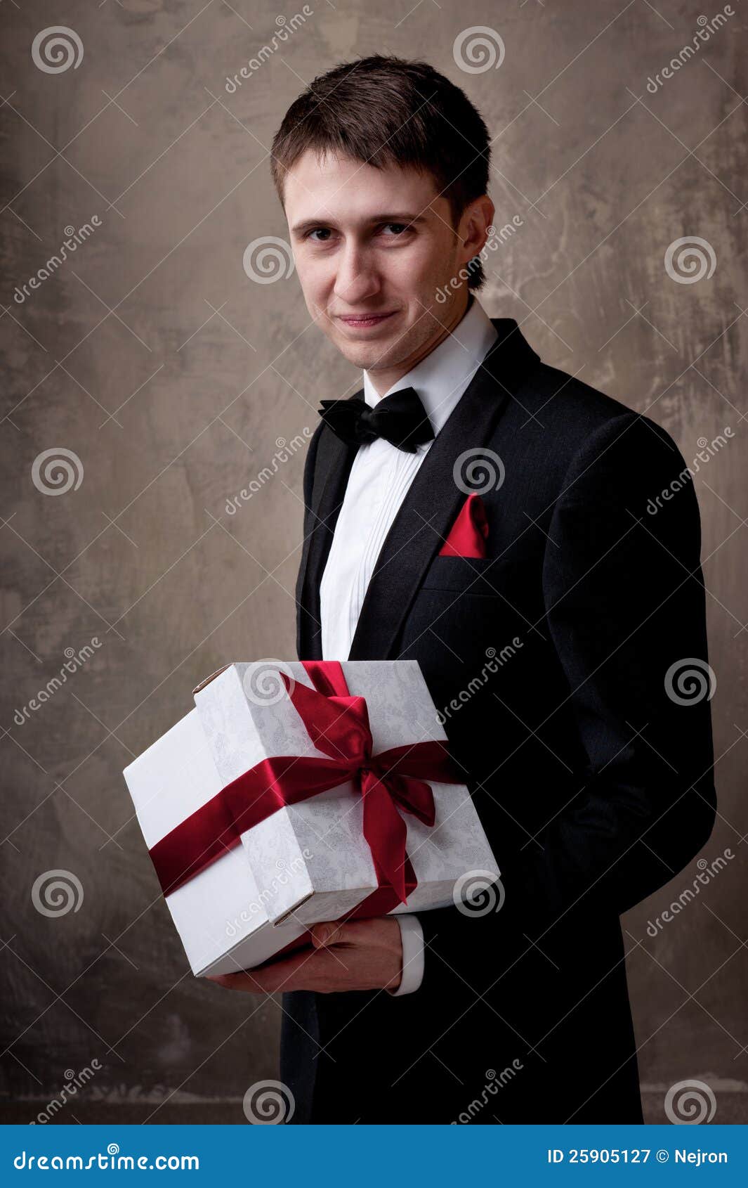 Man in Formal Dress with a Present Stock Image - Image of holiday ...