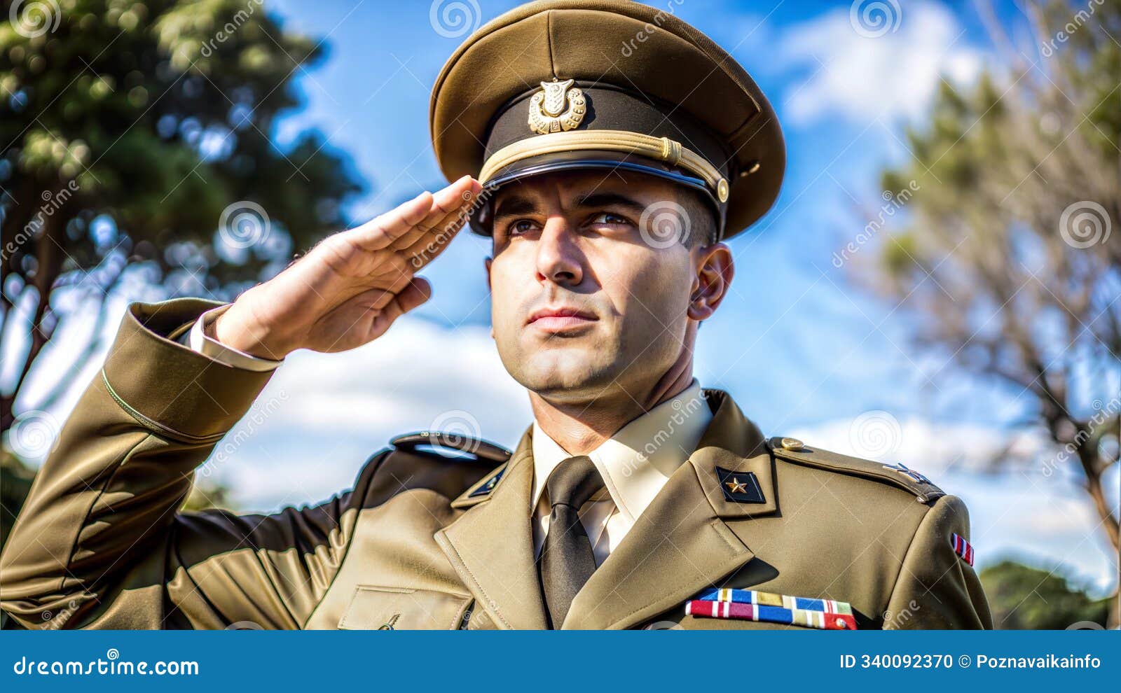 Man in Formal Military Uniform Saluting with Respect Stock Photo ...