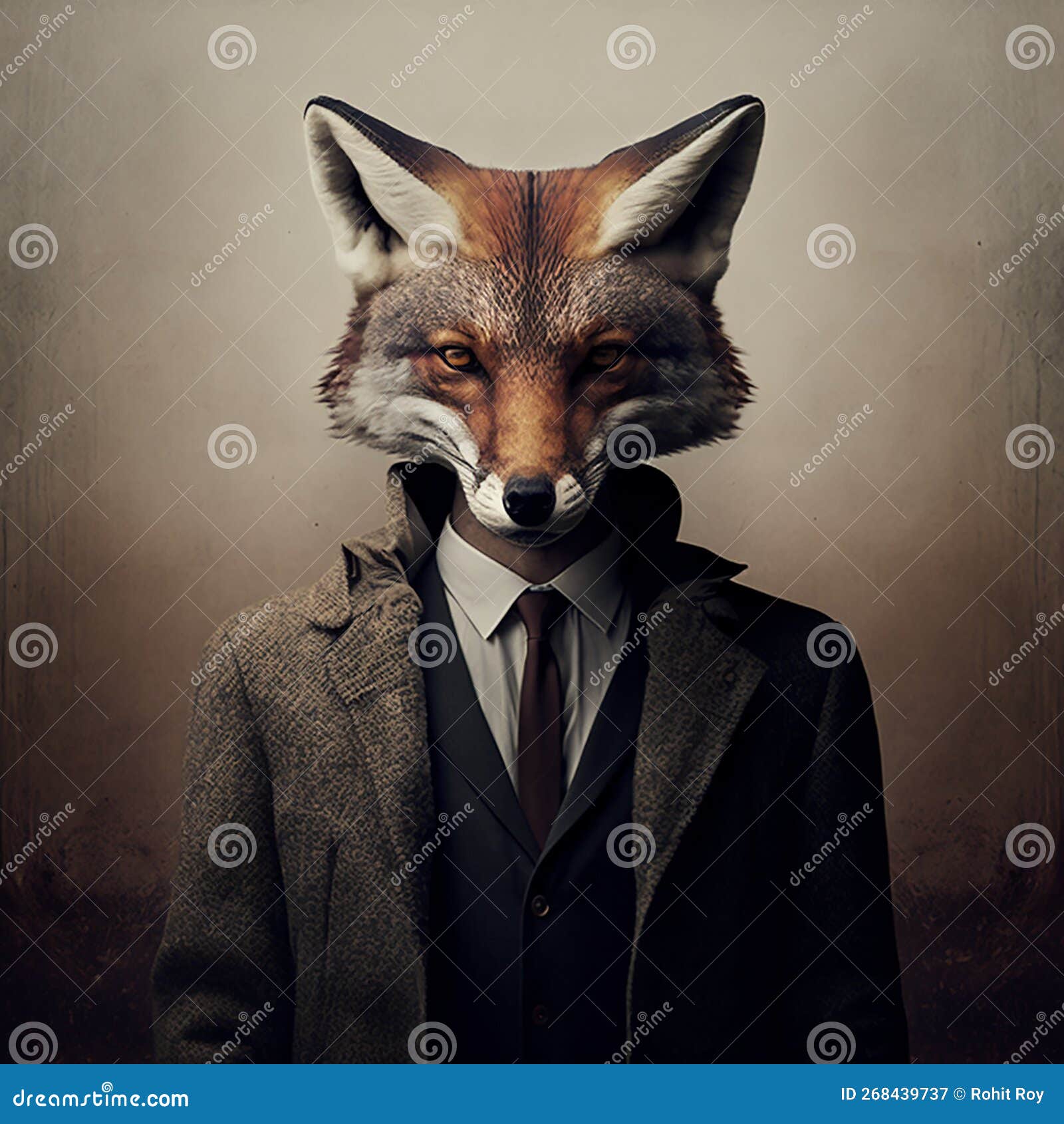 Man with fox head stock image. Image of breed, governor - 268439737