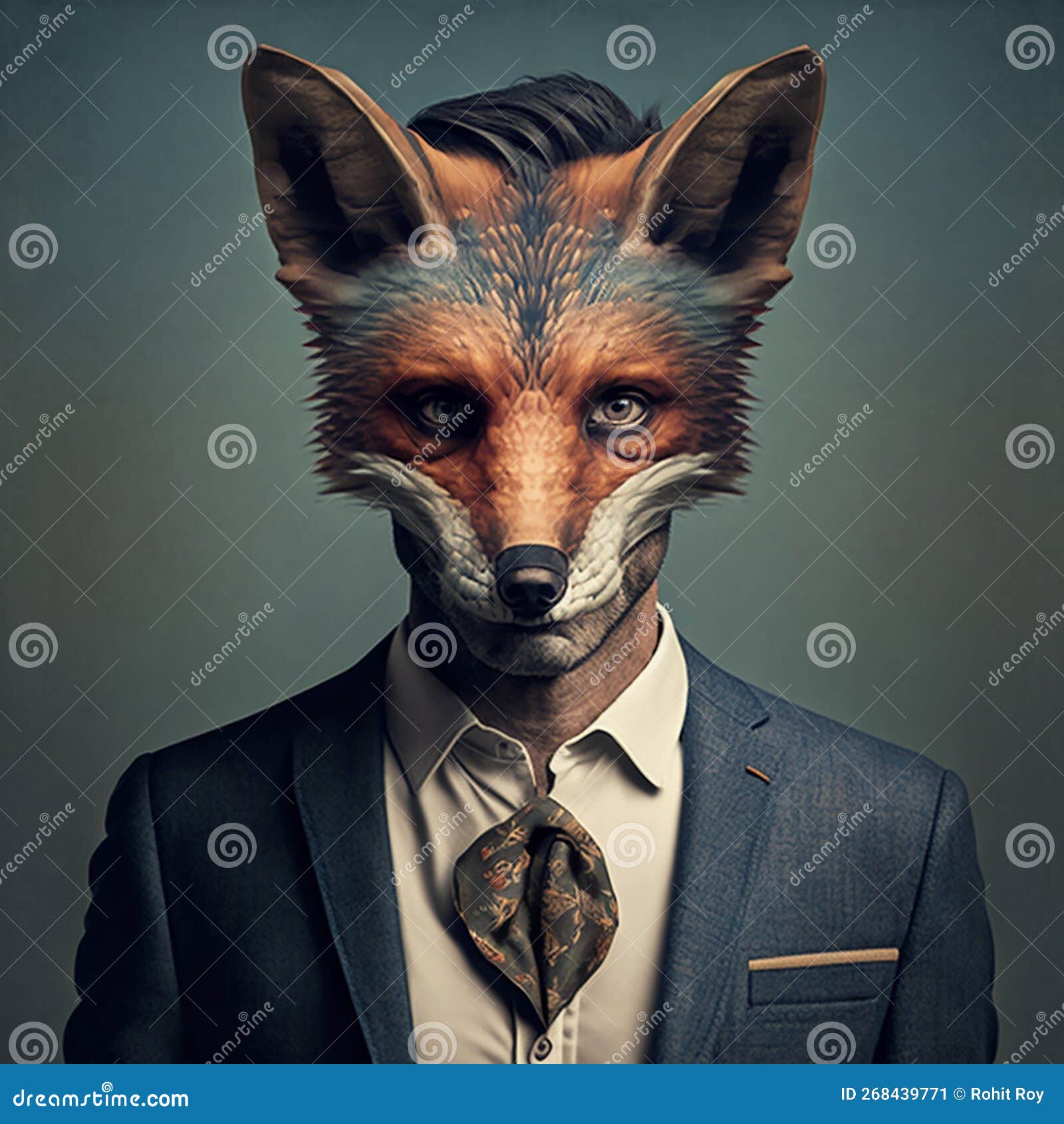 Man with fox head stock image. Image of domestic, business - 268439771