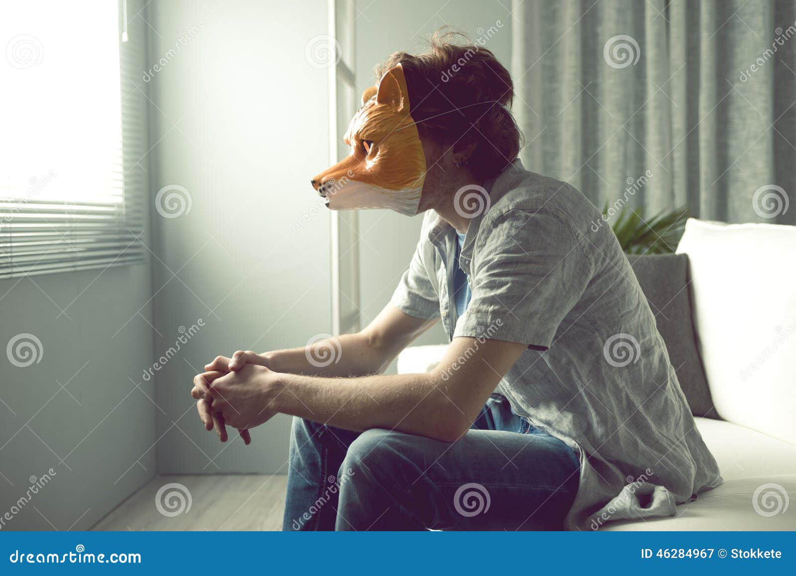 Man with fox mask stock image. Image of costume, carnival - 46284967
