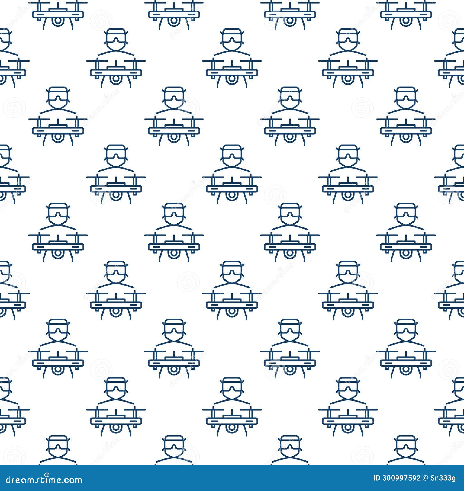 Man and FPV Drone Vector Concept Linear Seamless Pattern Stock ...