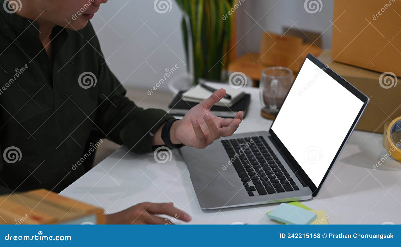 Freelancer Checking Product Purchase Order on Laptop Computer. Stock ...