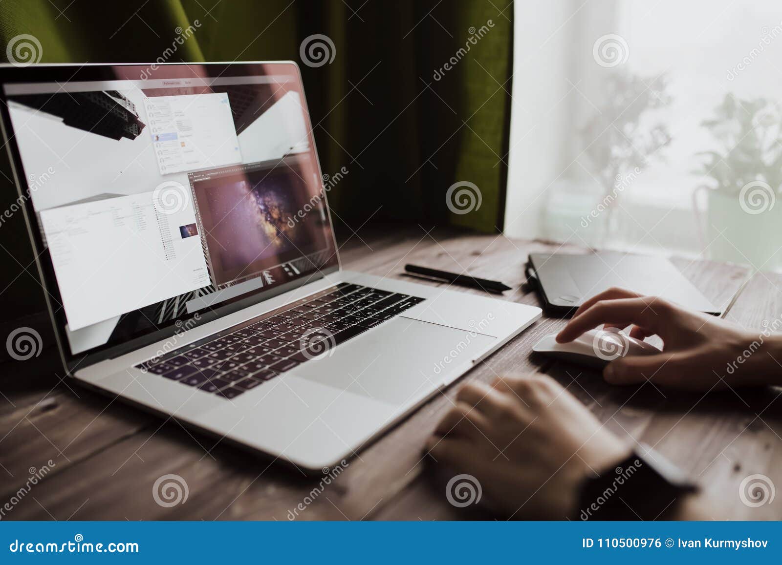 Man Freelancer is Working Using Laptop Computer Stock Photo - Image of ...