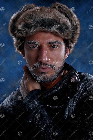 Man Freezing in Cold Weather Stock Photo - Image of hood, head: 33156088