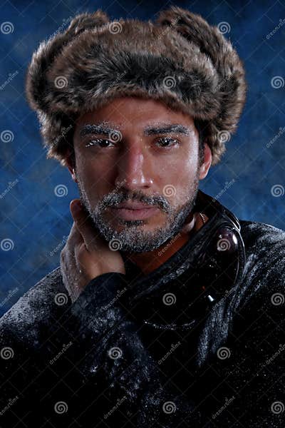 Man Freezing in Cold Weather Stock Photo - Image of hood, head: 33156088