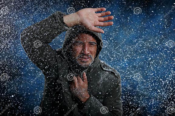 Man Freezing in Cold Weather Stock Photo - Image of feathery, freezing ...