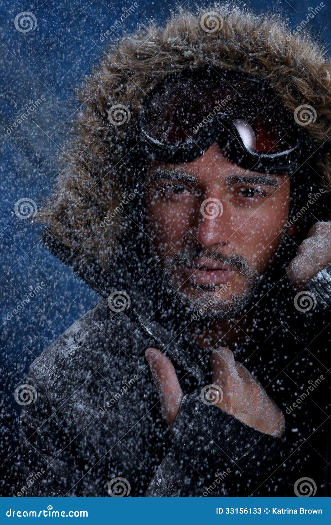 Man Freezing in Cold Weather Stock Image - Image of handsome, storm ...
