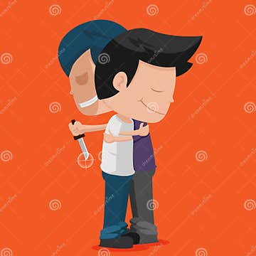 Man Friend Stab Hug Betray Vector Stock Vector - Illustration of ...