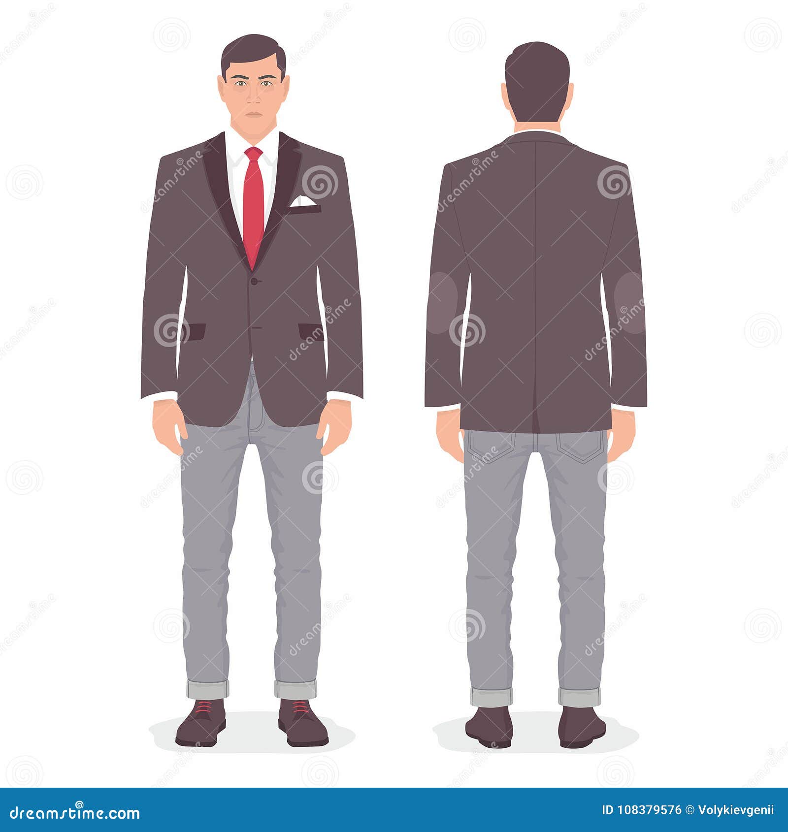 Man, front and back views stock vector. Illustration of attractive ...