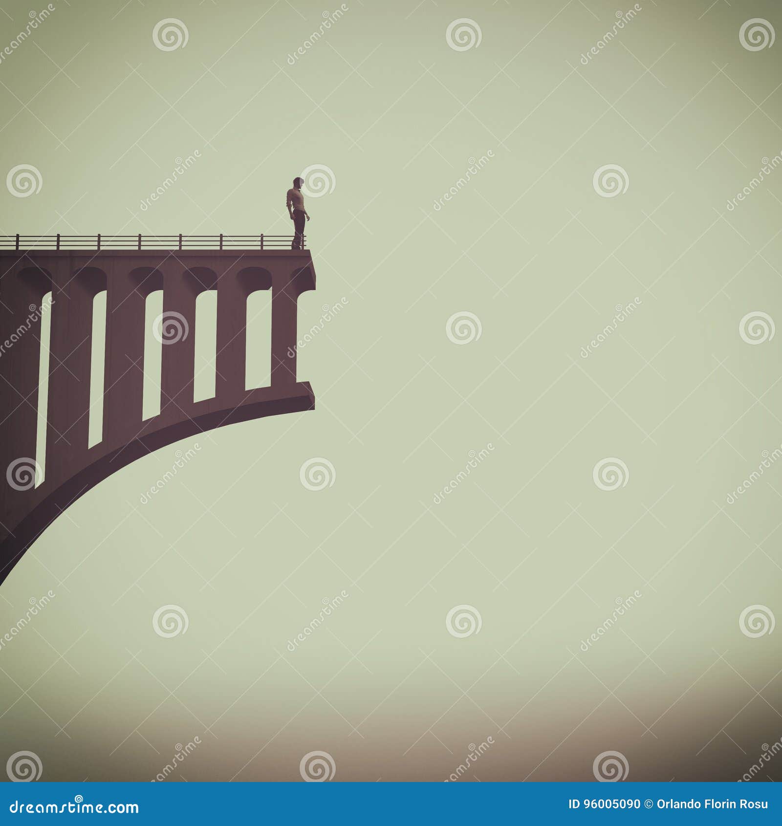 Broken Bridge Cartoon Illustration Isolated White Background. Wooden ...