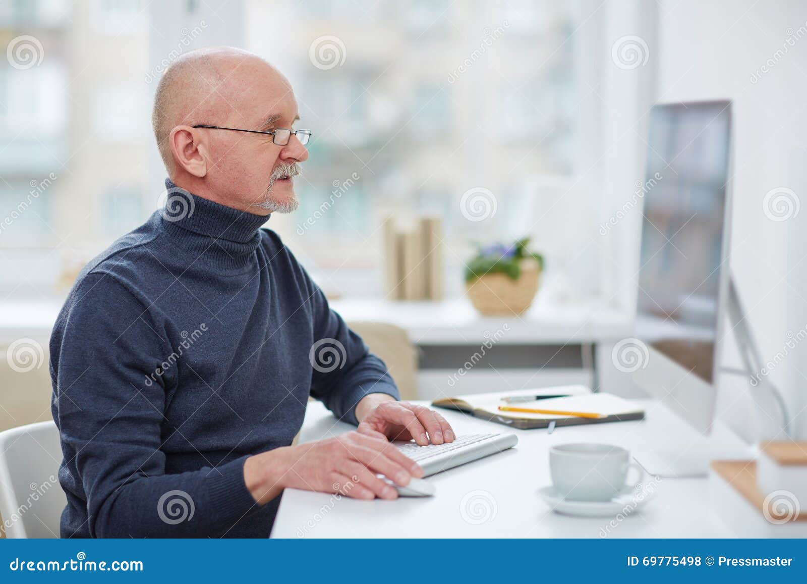 Man in front of computer stock photo. Image of caucasian - 69775498