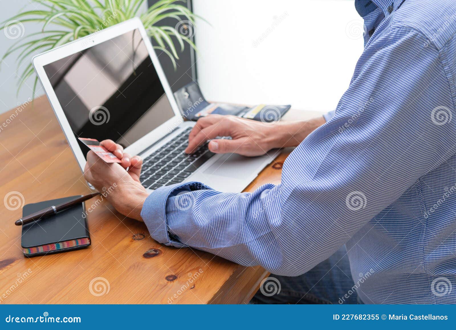 Man in Front of Computer Paying Online Stock Image - Image of ...