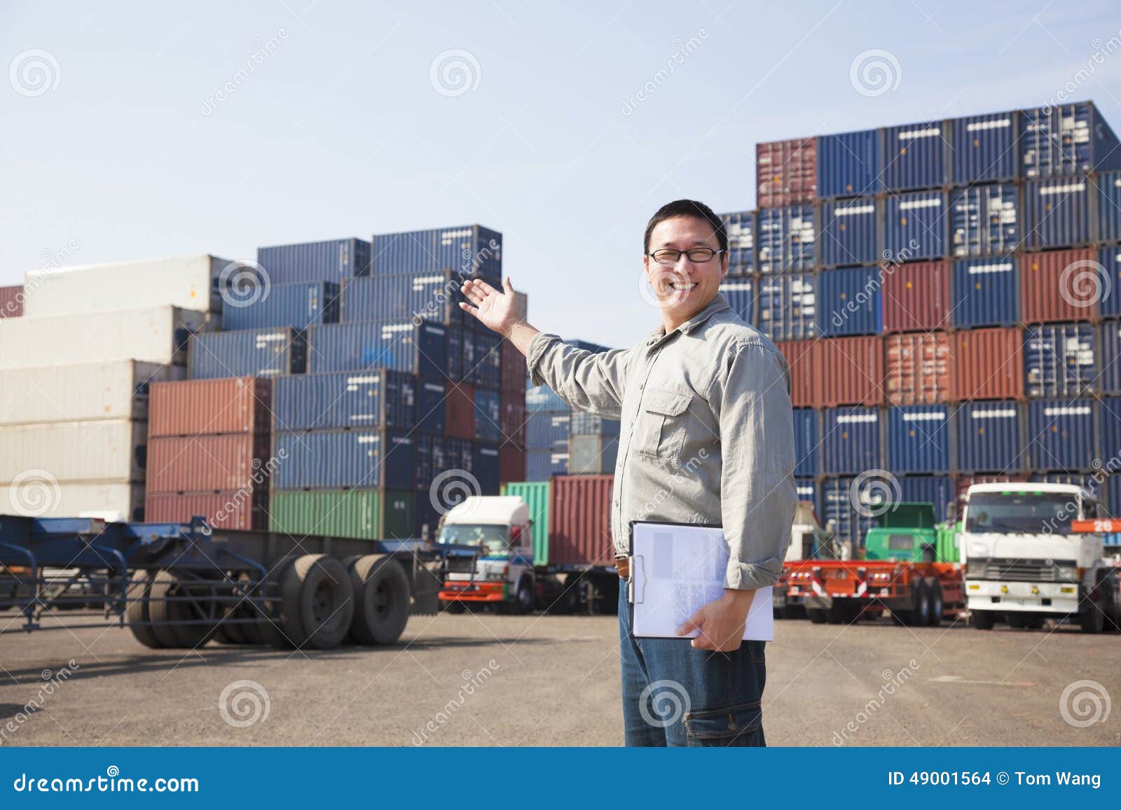 Man in Front of Container Truck Stock Photo - Image of workman, order ...