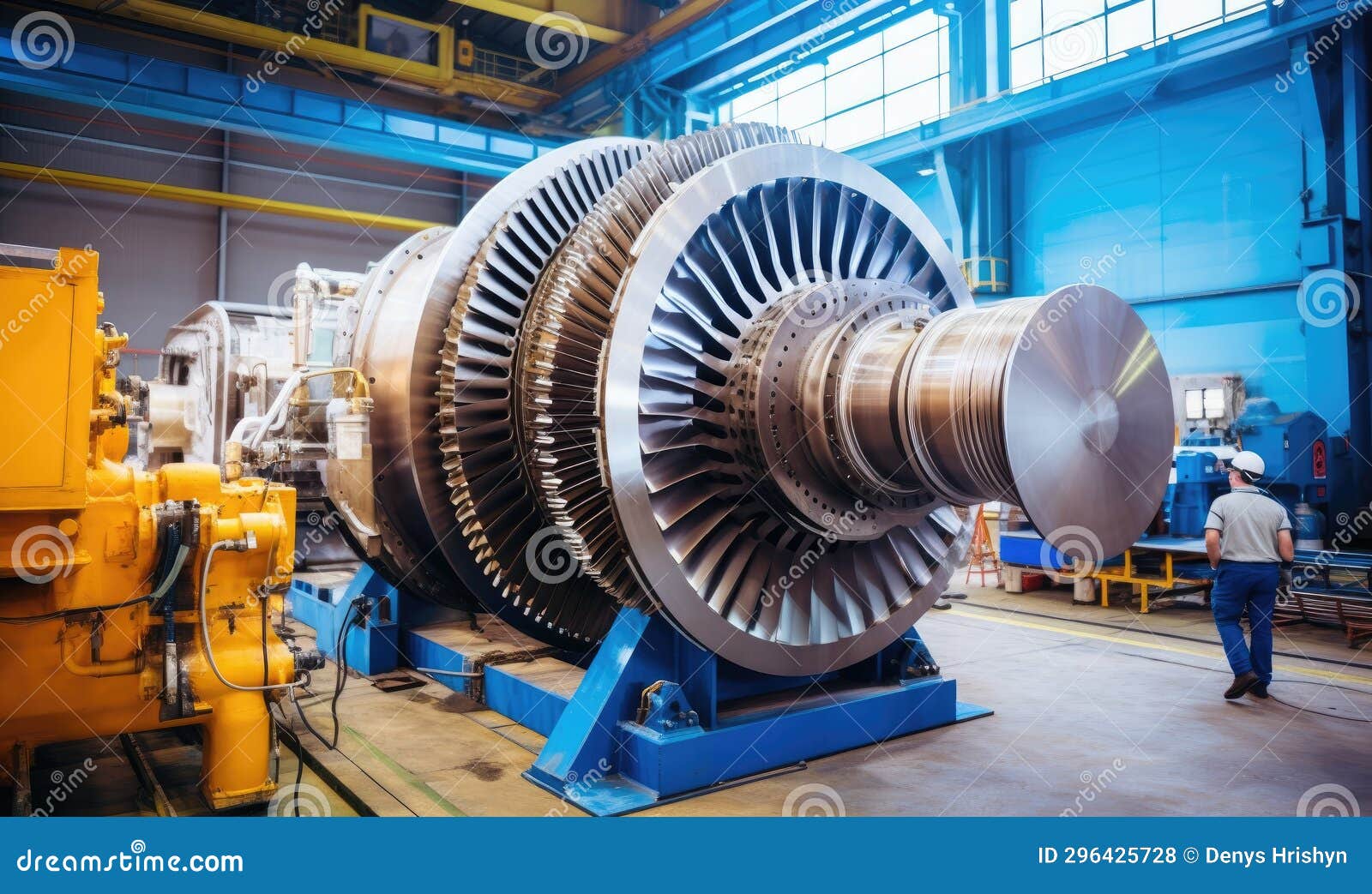 A Man in Front of a Giant Industrial Contraption Stock Illustration ...