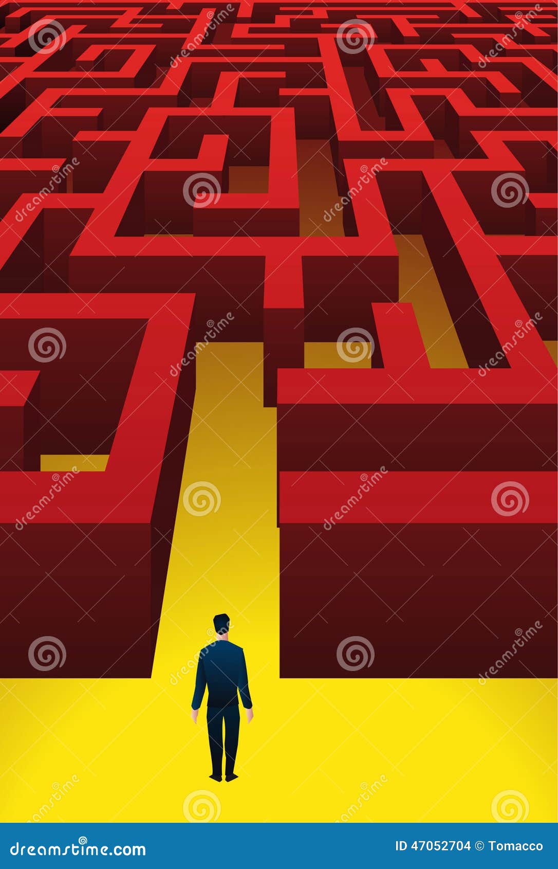 Man in Front of a Labyrinth Stock Illustration - Illustration of safety ...