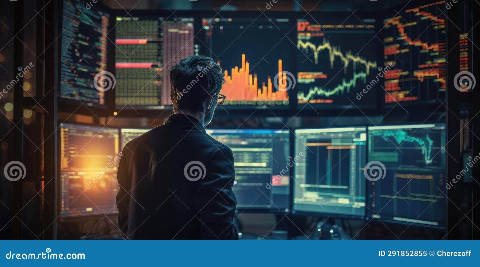 The Man in Front of the Trading Charts Stock Image - Image of forex ...