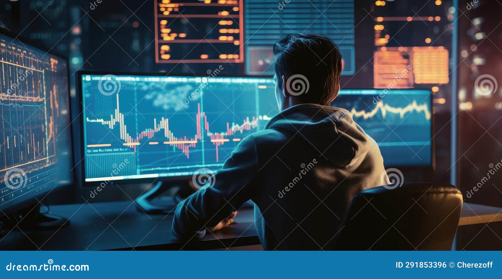 The Man in Front of the Trading Charts Stock Photo - Image of company ...