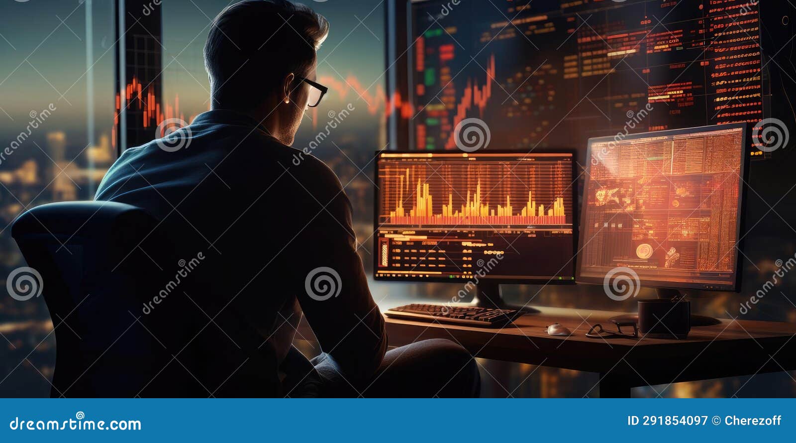 The Man in Front of the Trading Charts Stock Image - Image of forex ...