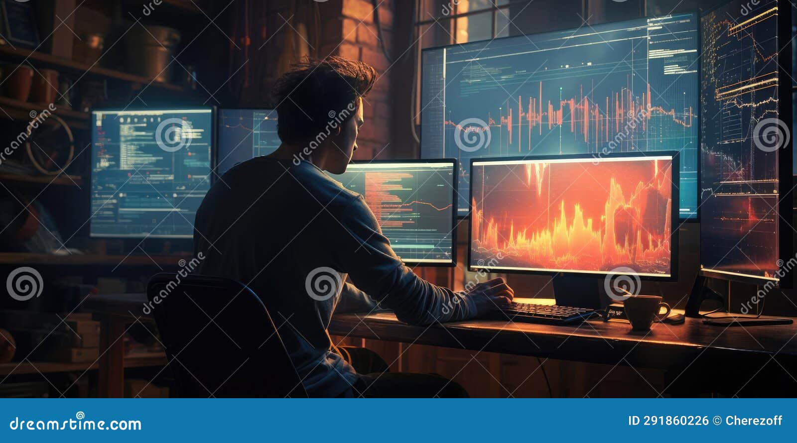 The Man in Front of the Trading Charts Stock Photo - Image of money ...