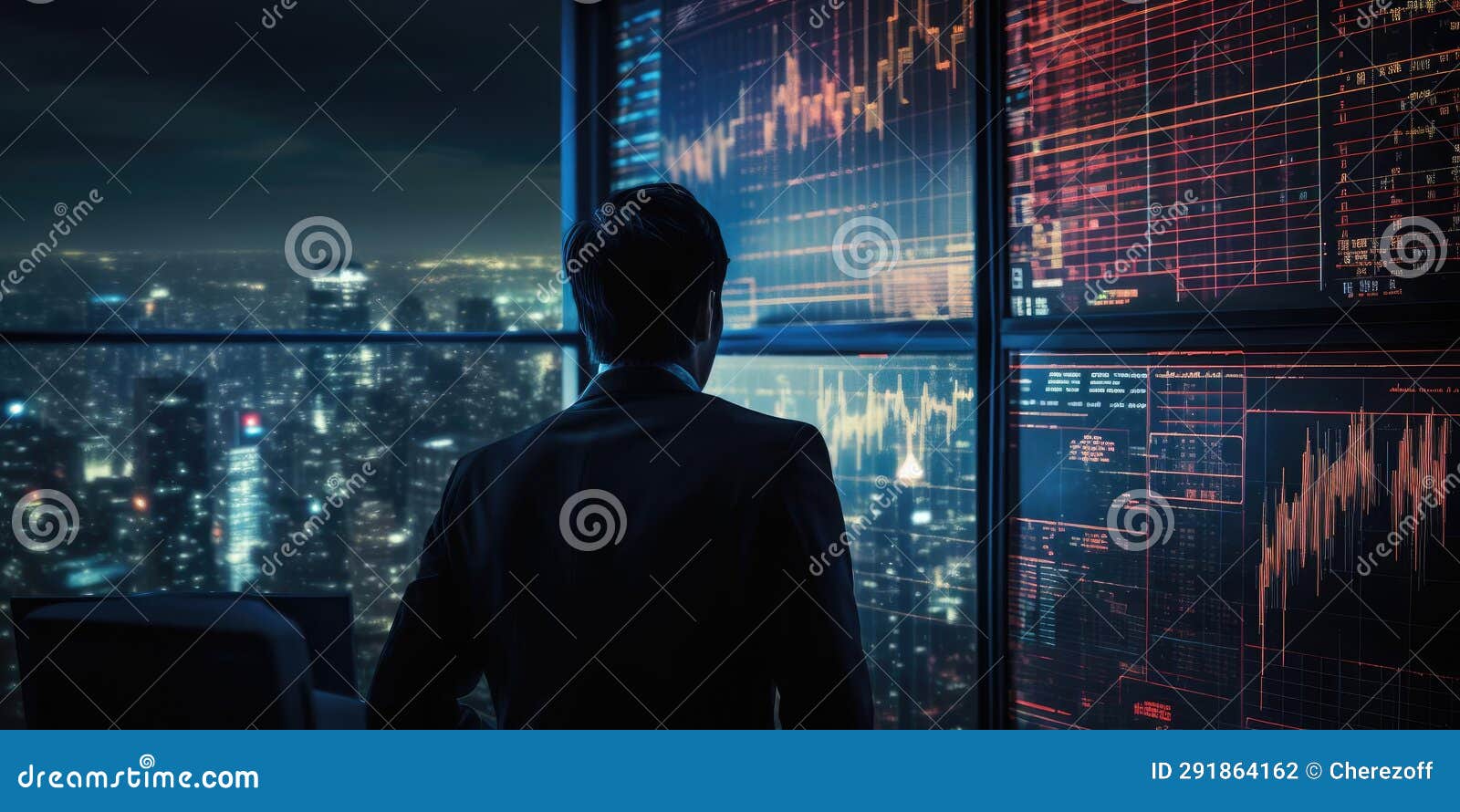 The Man in Front of the Trading Charts Stock Illustration ...