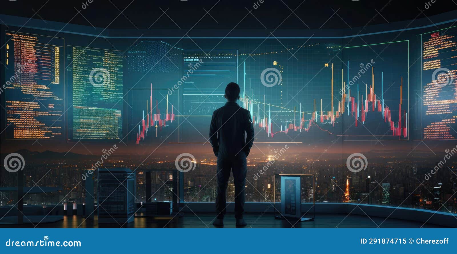 The Man in Front of the Trading Charts Stock Image - Image of graph ...