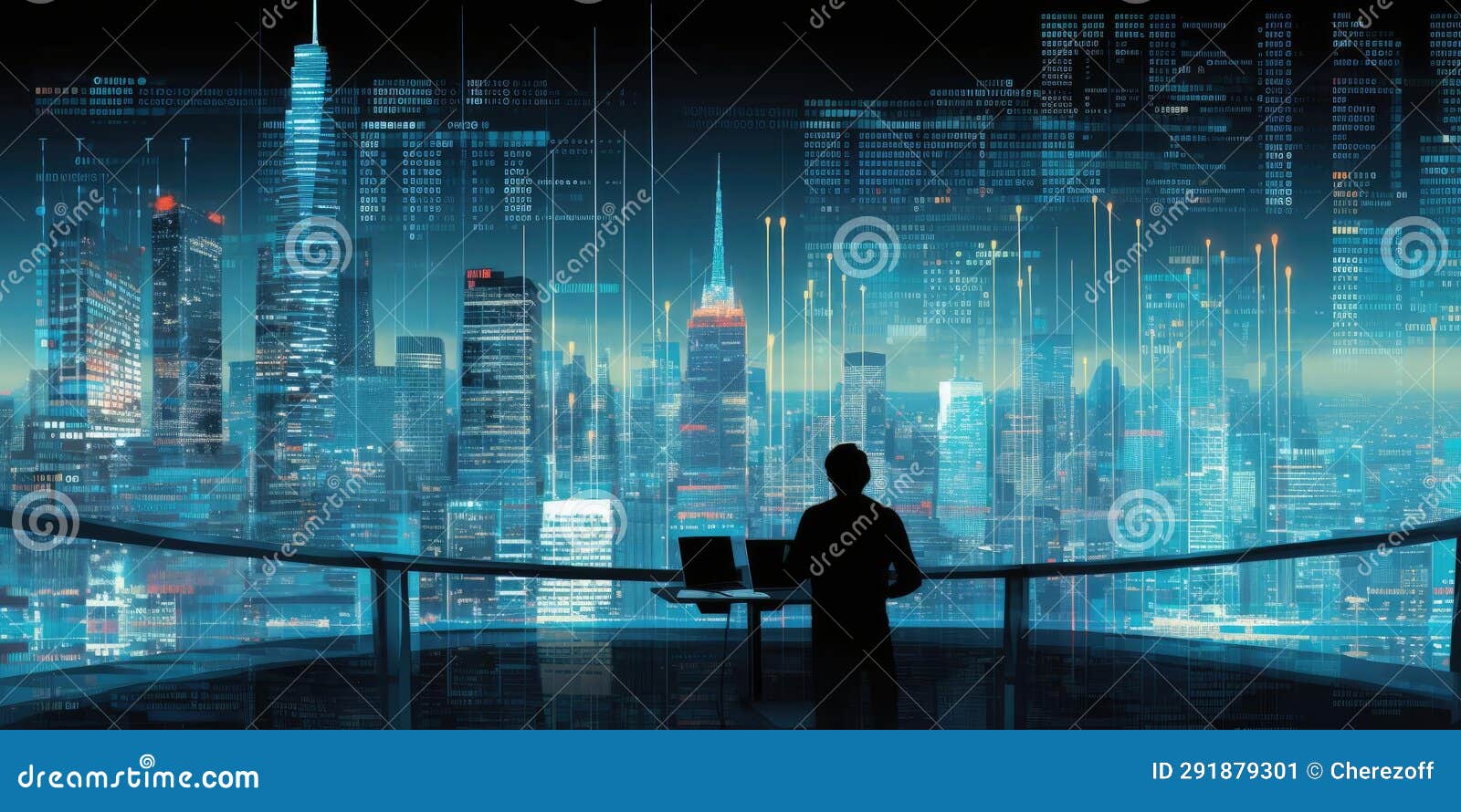 The Man in Front of the Trading Charts Stock Illustration ...