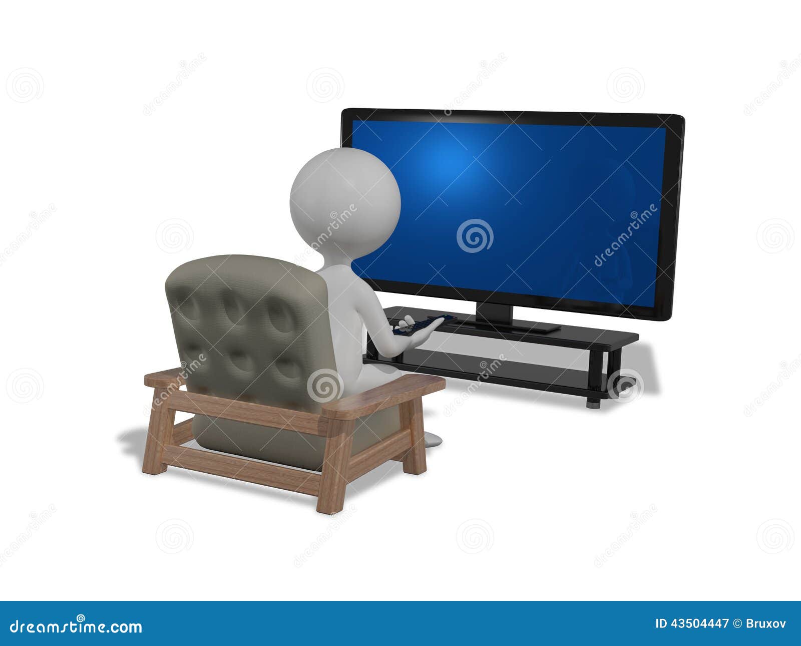 Man in front of TV stock illustration. Illustration of telecast - 43504447